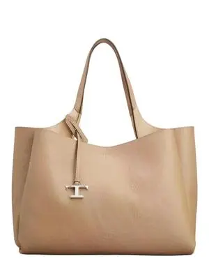 TOD'S Shoulder Bag With Logo Detail - Neutrals