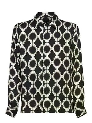 LANEUS Geometric-print Shirt - Black