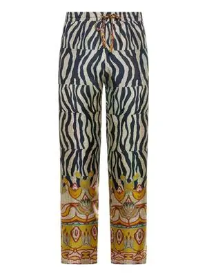 PIERRE-LOUIS MASCIA Aloe Zebra-print Trousers - Neutrals