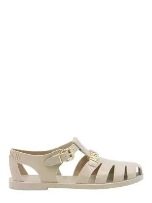 Moschino Logo Buckle Sandals - Neutrals