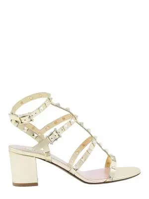 Valentino Garavani Stud-embellished Buckle Sandals - Gold