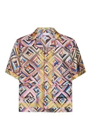 PIERRE-LOUIS MASCIA Mosaic-pattern Shirt - Brown