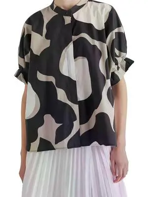 MEIMEIJ Abstract Print Blouse - Black