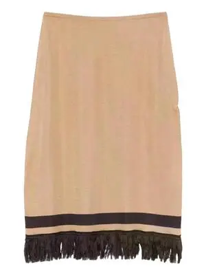 FERRAGAMO Fringe Hem Midi Skirt - Neutrals