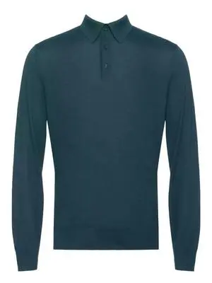 Zegna Buttoned Knitted Polo Shirt - Blue
