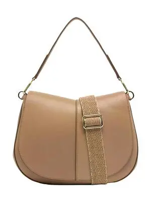 GIANNI CHIARINI Helena Round Flap Shoulder Bag - Neutrals
