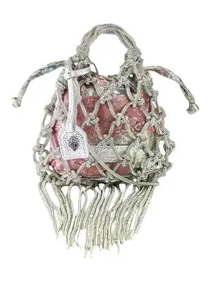 Kurt Geiger Mini Macrame Crystal Tote - Silver