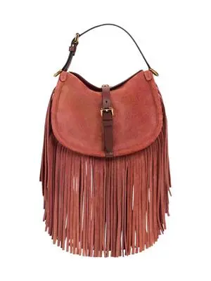 Etro Suede Shoulder Bag With Fringes - Red
