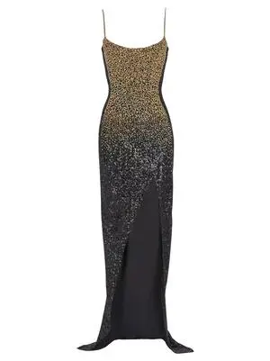 Balmain Embroidered Long Dress - Black