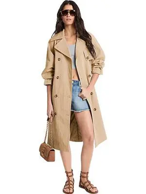 Michael Kors Oversized Washed Cotton And Nylon Trench Coat - Natural