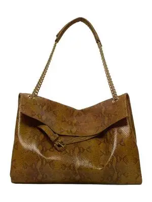 ORTIGNI Venus Python-print Shoulder Bag - Brown