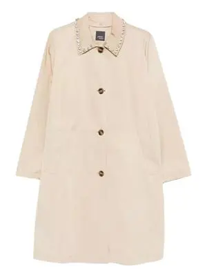 Marina Rinaldi Embellished Gabardine Coat - Neutrals