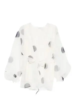 Marina Rinaldi Polka Dot Long Sleeve Shirt - White
