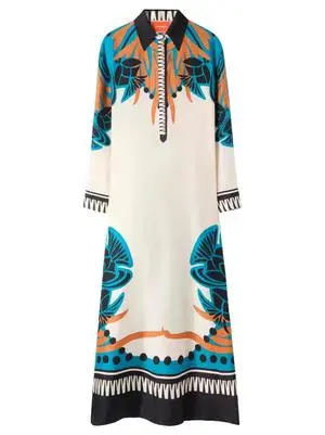 La DoubleJ Floral Placed Maxi Dress - Neutrals