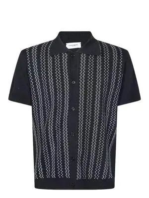 PAOLO PECORA Patterned Bowling Cardigan - Black