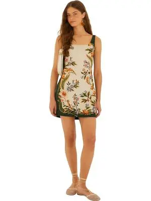 Farm Rio Square Neck Mini Dress - Nature Sand
