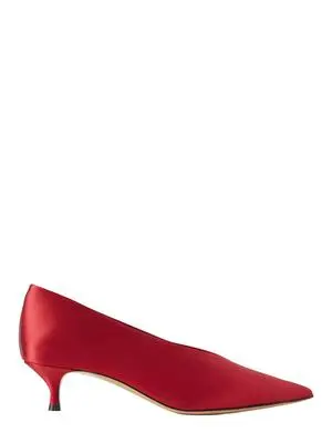 Le Monde Beryl Babouche Satin Pumps - Red