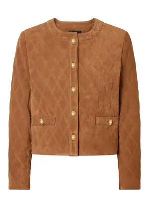 NILI LOTAN Amy Quilted Suede Jacket - Brown
