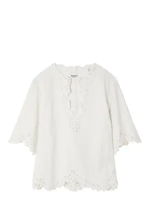 MARANT ETOILE Shana Scalloped Broderie Anglaise Blouse - White