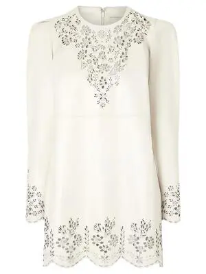 Isabel Marant Nala Laser-cut Leather Mini Dress - Ivory