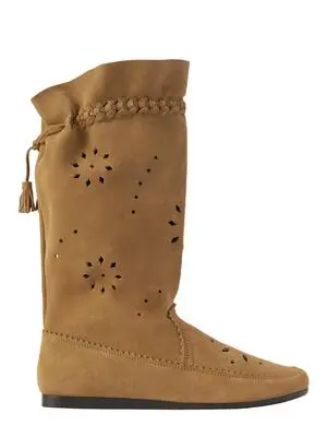 Isabel Marant Welky Laser-cut Suede Boots - Brown