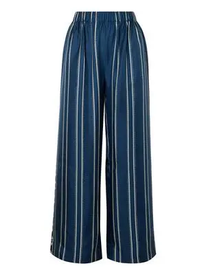 ERES Oolong Striped Silk-Voile Straight-Leg Pants Blue