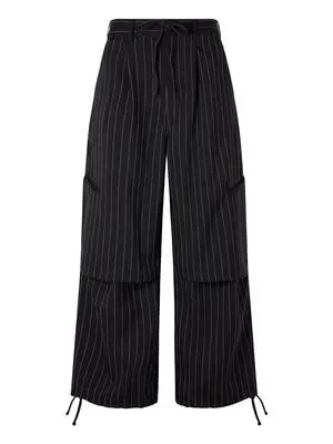 Adidas Originals By Alexander Wang Y-3 Pinstriped Recycled Woven Wide-leg Pants - Black