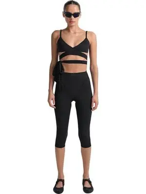 SKIMS Nike Matte Wrap Front Bra - Obsidian