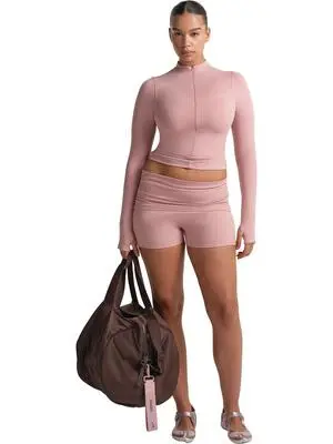 SKIMS Zip Front Long Sleeve Top - Himalayan
