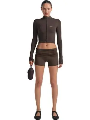 SKIMS Zip-up Ribbed Seamless Cropped Jacket - Phoenix/truffle