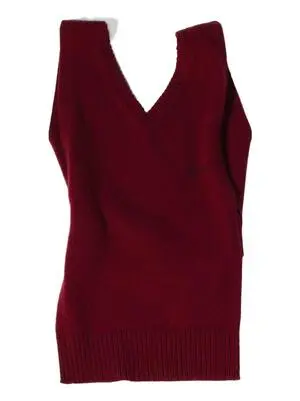 Miu Miu Cashmere Knit Vest - Amaranth Red/maize Yellow