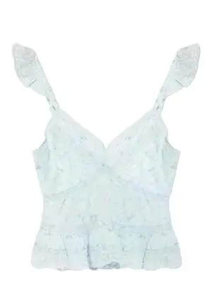 LoveShackFancy Floral Print Top - Blue
