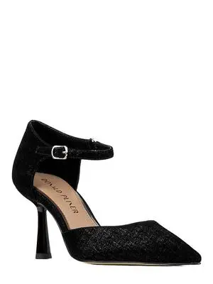 DONALD PLINER Leather Ankle Strap Pumps - Black