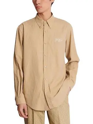 Balmain Logo Oxford Button Shirt - Marine