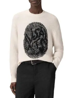 ALLSAINTS Ridges Oversized Crewneck Sweater - Ecru White
