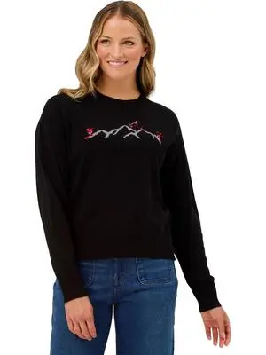 Krimson Klover Bernina Embroidered Wool-blend Sweater - Black
