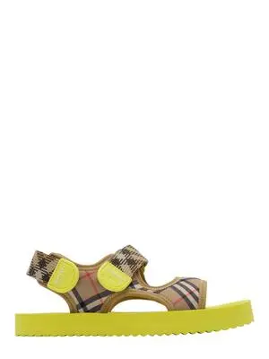 Burberry Check Sandals - Sand Beige/green