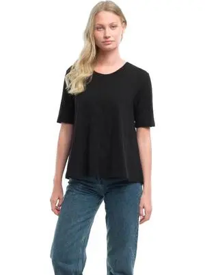 WILT CLOTHING Elbow Sleeve Trapeze Top - Black
