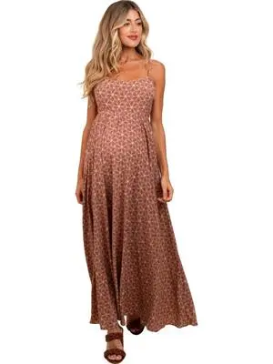 PINKBLUSH Floral Cutout Tie Back Maxi Dress