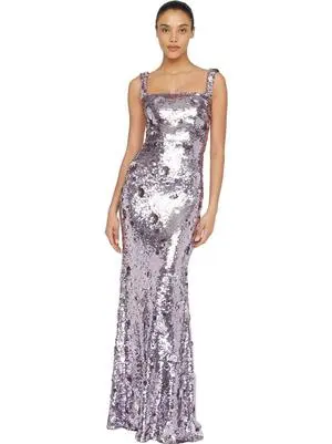 Theia Serafina Sequin Gown - Chrome Lavender