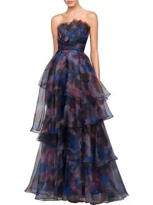 Theia Seona Strapless Organza Ballgown - Shadow Aura
