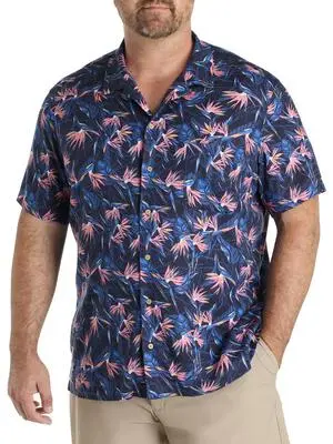 Vineyard Vines Big & Tall Birds Of Paradise Cabana Sport Shirt - Nautical Navy