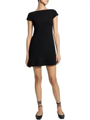 Theory Bateau Neck Tiered Mini Dress - Black