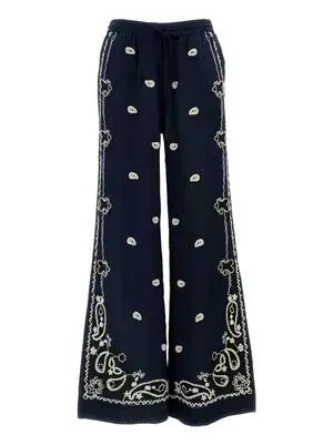 P.a.r.o.s.h Embroidered Wide-leg Trousers - Blue