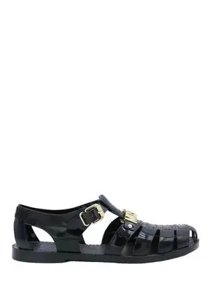 Moschino Logo Buckle Sandals - Black