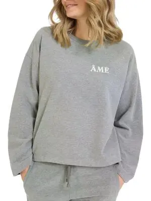 JUVIA Embroidered Boxy Sweatshirt - Grey