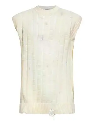 LANEUS Ribbed-knit Vest - Neutrals