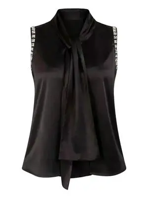 Pinko Crystal Embellished Pussy-bow Blouse - Black