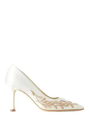 MANOLO BLAHNIK Rabata Embroidered Pointed-Toe Pumps