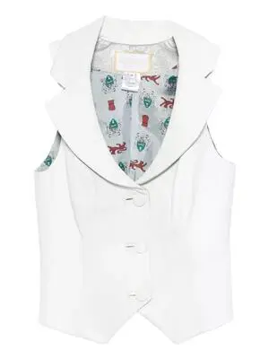 MITILIANE COUTURE Shawl Collar Leather Vest - White
